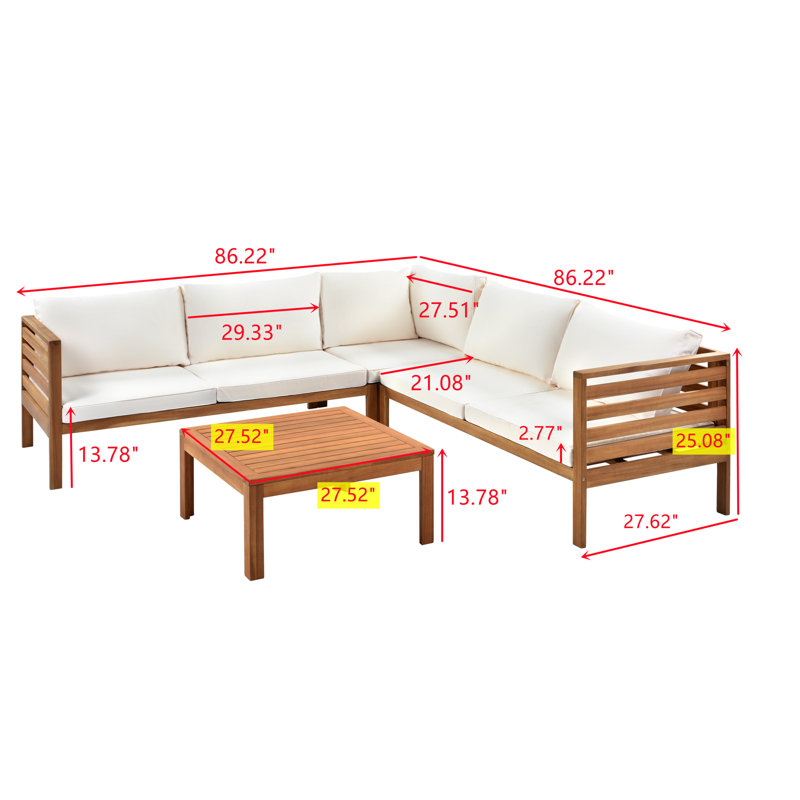 Latitude Run® 4 Piece Sectional Seating Group with Cushions | Wayfair